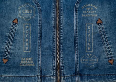Premium Psd Patch On Denim Jacket Mockup