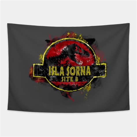 Isla Sorna Park Site B World Logo Jurassic Park Tapestry