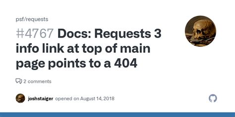 Docs Requests 3 Info Link At Top Of Main Page Points To A 404 · Issue 4767 · Psfrequests · Github