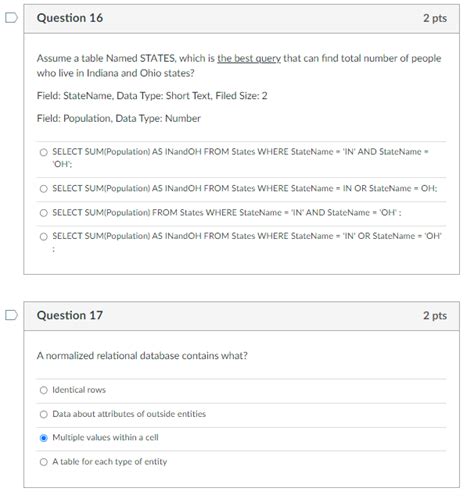 Solved Assume A Table Named States Which Is The Best Query