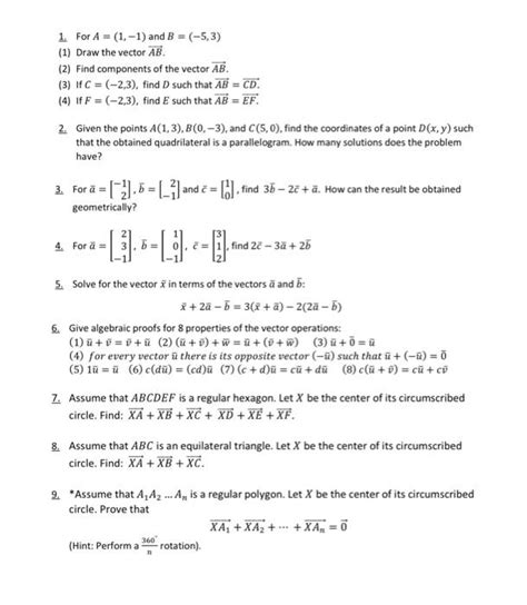 solved 1 for a 1 1 and b 5 3 1 draw the vector
