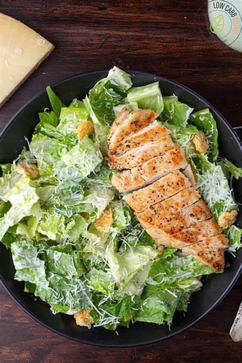 Keto Chicken Caesar Salad With Homemade Low Carb Caesar Dressing