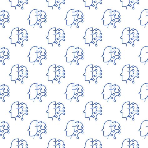 Vector Ai Technology Head Innovation Outline Seamless Pattern