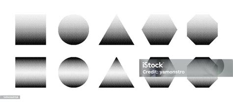 Basic Geometric Shapes With Bitmap Linear Gradient Vector Set Isolated On White Stock