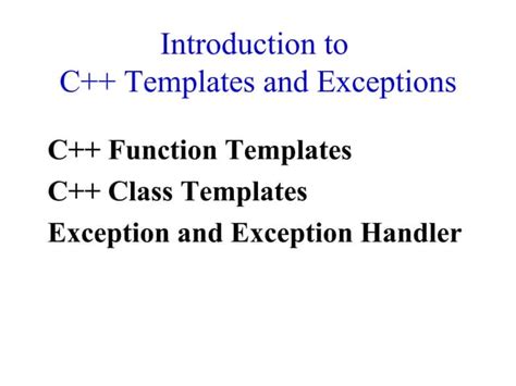 Templates Exception Handling Ppt