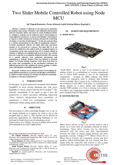 Pdf Two Slider Mobile Controlled Robot Using Node Mcu