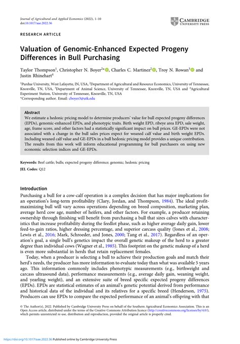 Pdf Valuation Of Genomic Enhanced Expected Progeny Differences In Bull Purchasing