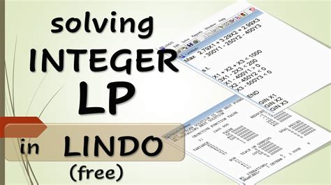 Solve Integer Lp Using Lindo Free Youtube