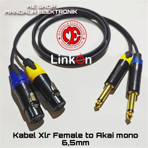 Jual Kabel Jack Xlr Female To Jack Akai Mono 6 5mm Harga 1set Kabel Linkon Original 50Cm
