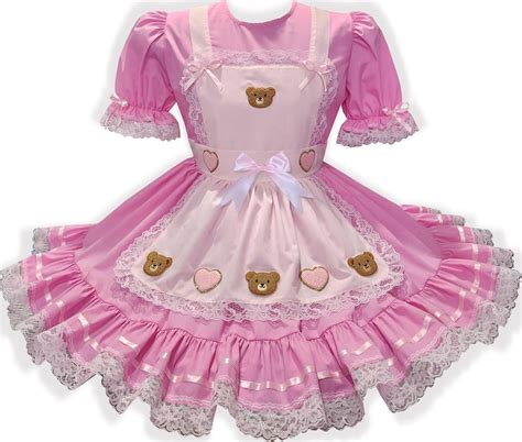 Hannah Custom Fit Pink Teddy Bears Hearts Adult Sissy Lg Dress By