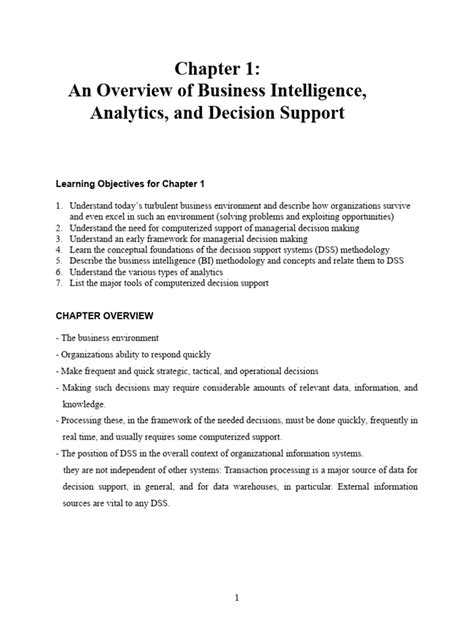 Dss Ch01 Decision Support System Lecture Notes Pdf Business Intelligence Analytics
