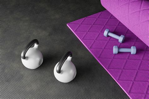 카피 스페이스와 스포츠 배경 회색 아령 블랙 케틀벨 운동 장갑의 최고 전망 역도 운동 개념3d 일러스트 0명에 대한 스톡 사진 및 기타 이미지 Istock