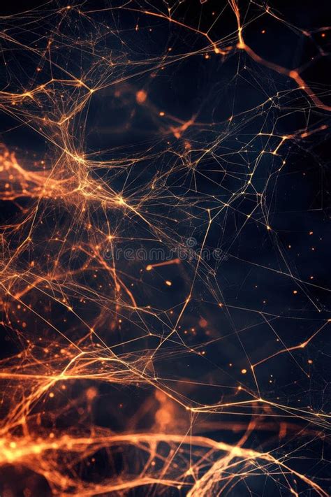 Futuristic Neural Network With Glowing Orange Connections On Dark