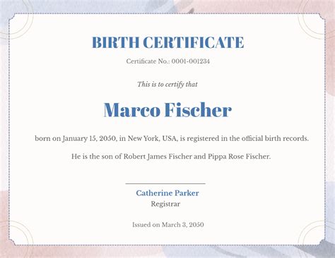 Birth Certificate Template Edit Online And Download Example