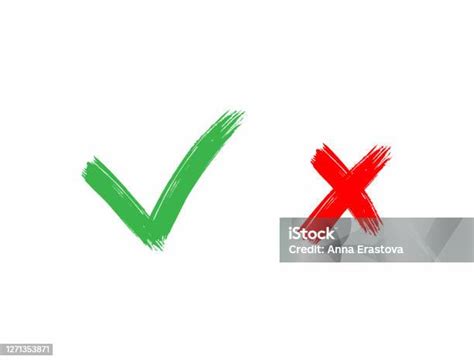 거친 브러시로 손으로 그린 마크와 십자가를 확인합니다 그런지 아이콘 기호 기호 잉크 페인트 수채화 벡터 그림입니다 그래피티에