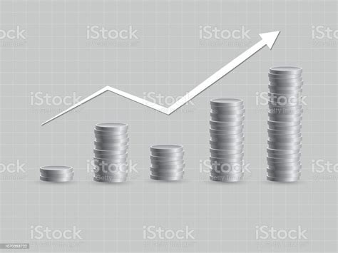 부 벡터 일러스트 레이 션을 쌓을 은색 동전을 사용 하 여 약간의 변화와 함께 투자의 성장 0명에 대한 스톡 벡터 아트 및 기타