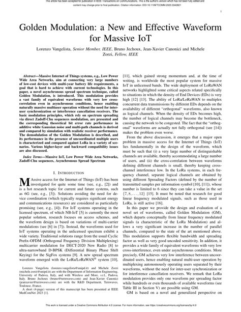Pdf Golden Modulation A New And Effective Waveform For Massive Iot