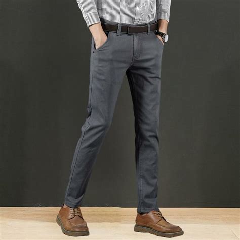 بنطال رجالي مرتفع الخصر مستقيم الساق ، جيوب جانبية ، سروال أحادي اللون