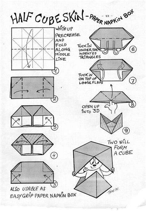Half Cube Skin Orikata Page Origami Easy Origami Box Cube