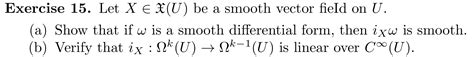 solved exercise 15 ﻿let xinx u ﻿be a smooth vector field