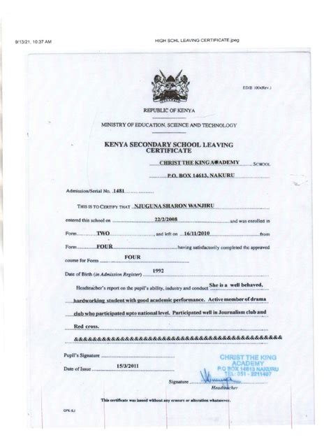 School Leaving Certificate Pdf