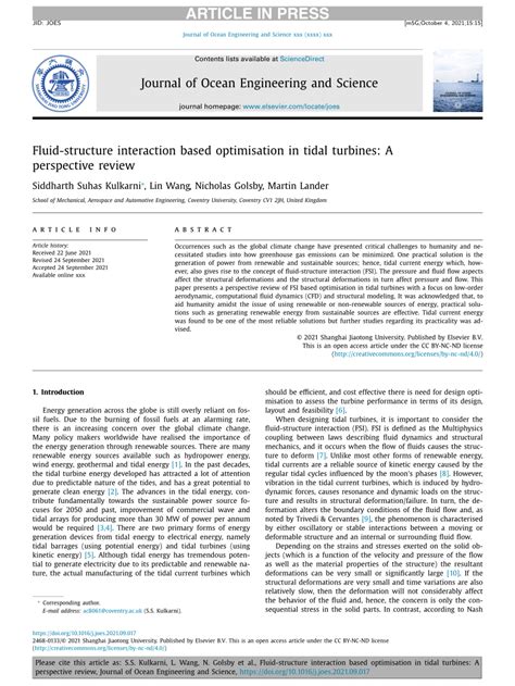 Pdf Fluid Structure Interaction Based Optimisation In Tidal Turbines