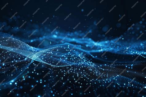 Abstract Dark Blue Background With Glowing Dots And Lines Digital Technology Concept Futuristic