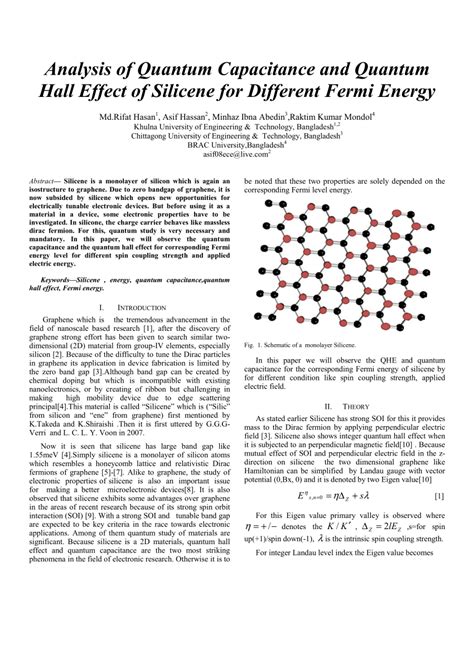 pdf analysis of quantum capacitance and quantum hall effect of