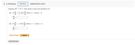 solved suppose 4x2 9y2 100 where x and y are functions of