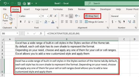 how to make paragraphs in excel
