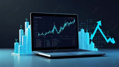 Blue Computer And Background Stock Market Graph View Technology