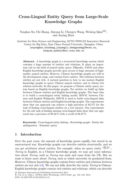 Pdf Cross Lingual Entity Query From Large Scale Knowledge Graphs