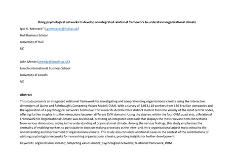 Pdf Using Psychological Networks To Develop An Integrated Relational Framework To Understand