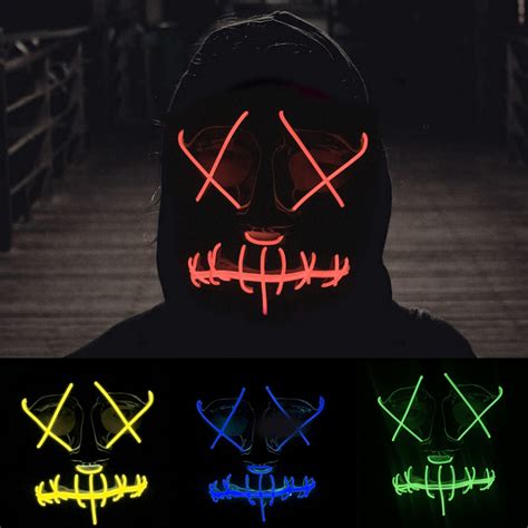 El Cold Light Mask Led Light Luminous Halloween Mask Cosplay Glow Led