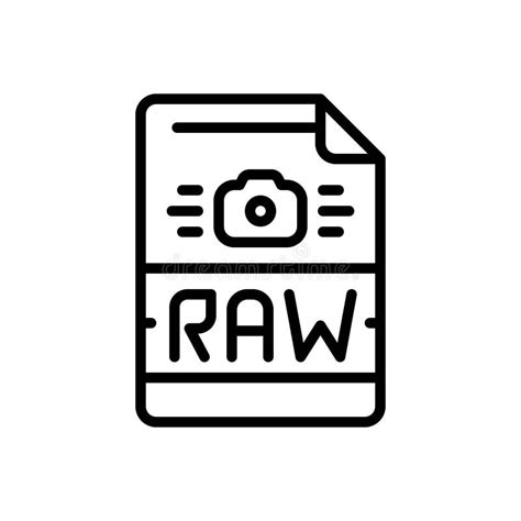Black Line Icon For Raw File Data And Format Stock Illustration