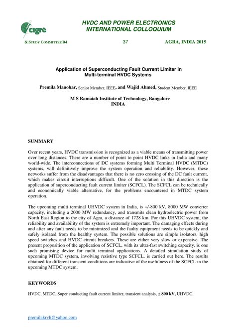 Pdf Application Of Superconducting Fault Current Limiter In Multi Terminal Hvdc Systems