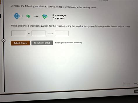 Consider The Following Unbalanced Particulate Representation Of A Chemical Equation →p