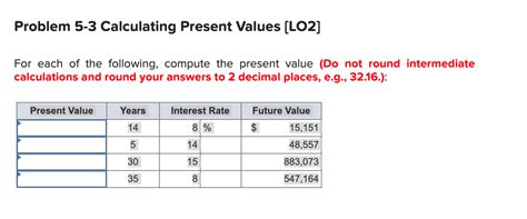 Solved Problem Calculating Present Values LO For Each Chegg Com