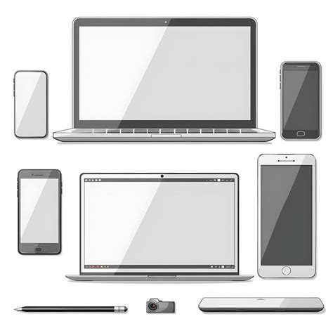 Set Of Mockup Technology Devices With Empty Display Computer Laptop Tablet And Mobile Phone