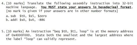 Solved 4 [10 Marks] Translate The Following Assembly