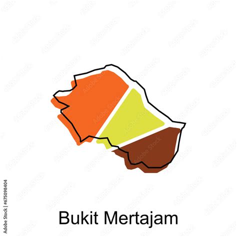 Map City Of Bukit Mertajam Vector Design Malaysia Map With Borders Cities Logotype Element