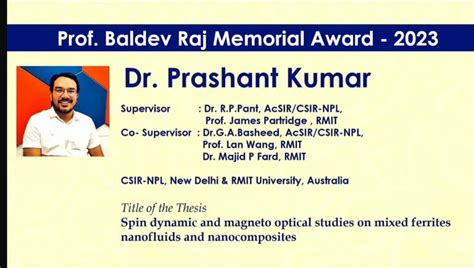 Dr Prashant Kumar Phd On Linkedin Phdachievement Awardrecognition
