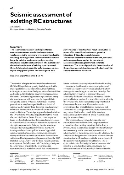 Pdf Seismic Assessment Of Existing Rc Structures