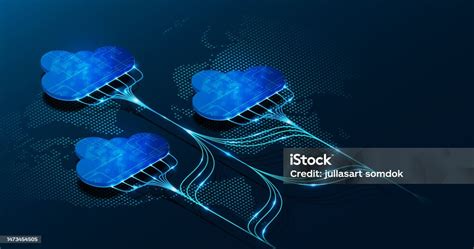 여러 클라우드 심볼 벡터 일러스트레이션 2d 클라우드 3d 클라우드 멀티 클라우드 작업 연결된 데이터 클라우드 컴퓨팅에 대한 스톡 벡터 아트 및 기타 이미지 Istock