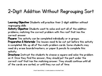 2 Digit Addition Without Regrouping Sort By Beach Teacher TPT