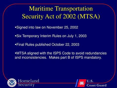 PPT U S Coast Guard ISPS Code Implementation PowerPoint Presentation ID 174107
