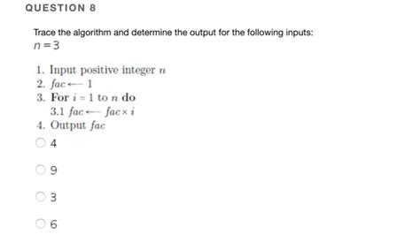 solved question 8 trace the algorithm and determine the