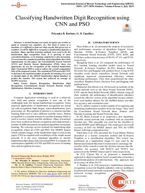 Fillable Online Classifying Handwritten Digit Recognition Using Cnn And Pso Fax Email Print