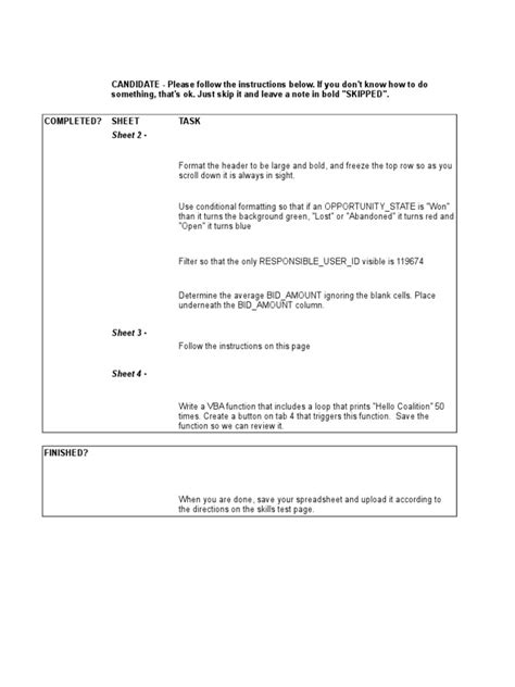 Ct Excel Skills Test Revised 12102015 Pdf Microsoft Excel