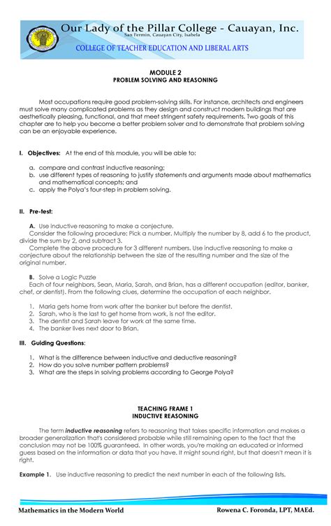 module 2 problem solving and reasoning module 2 problem solving and
